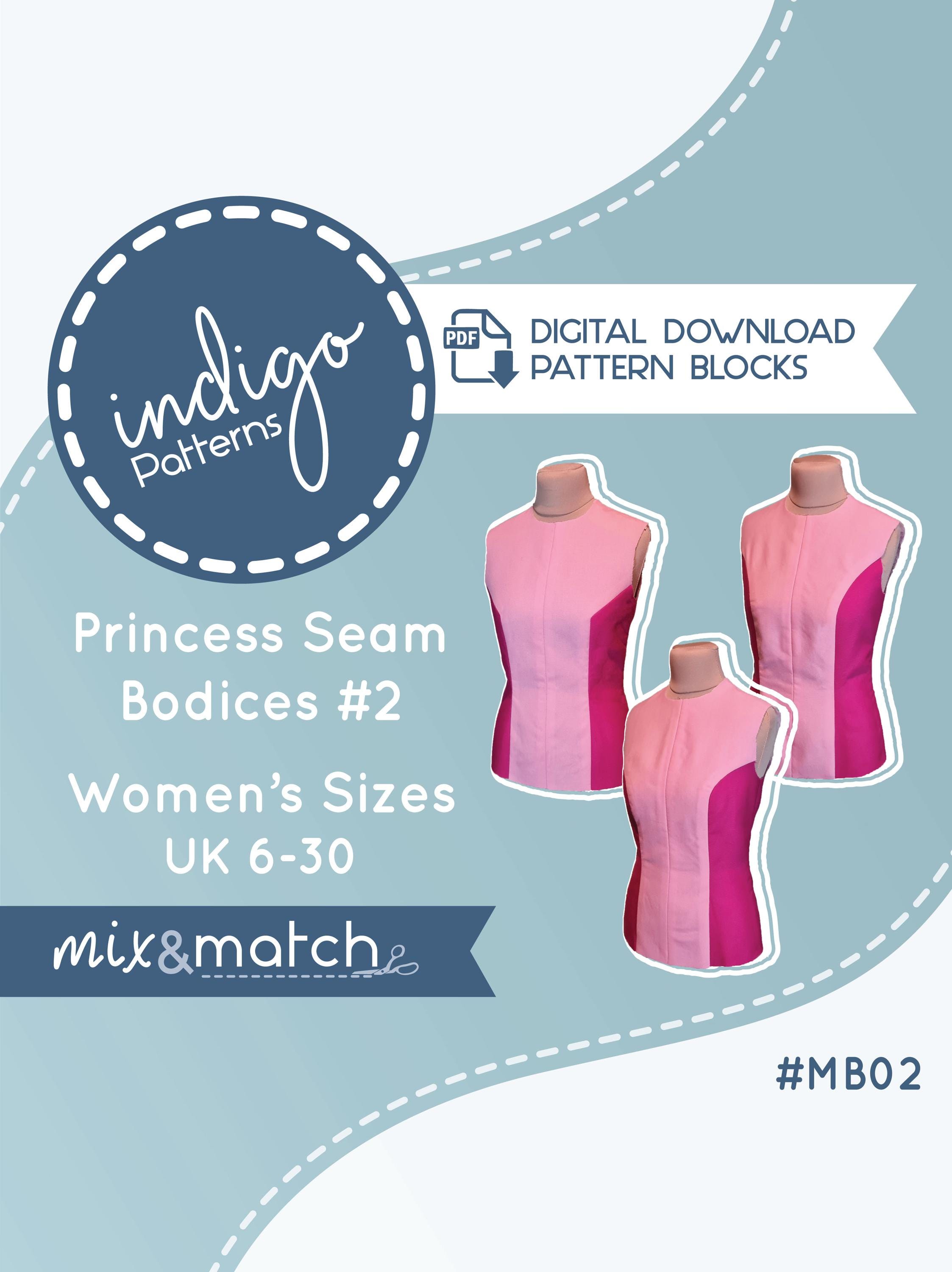 Princess Seam Bodice Block Pattern: Mix & Match Modular Design (PDF ...