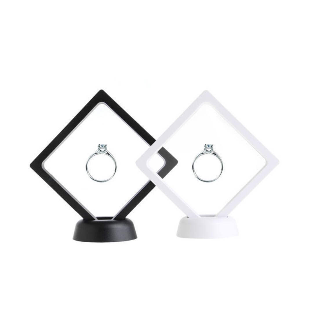 Jewelry Stone Ring Earring Display Holder Box Floating With Stand Multi ...
