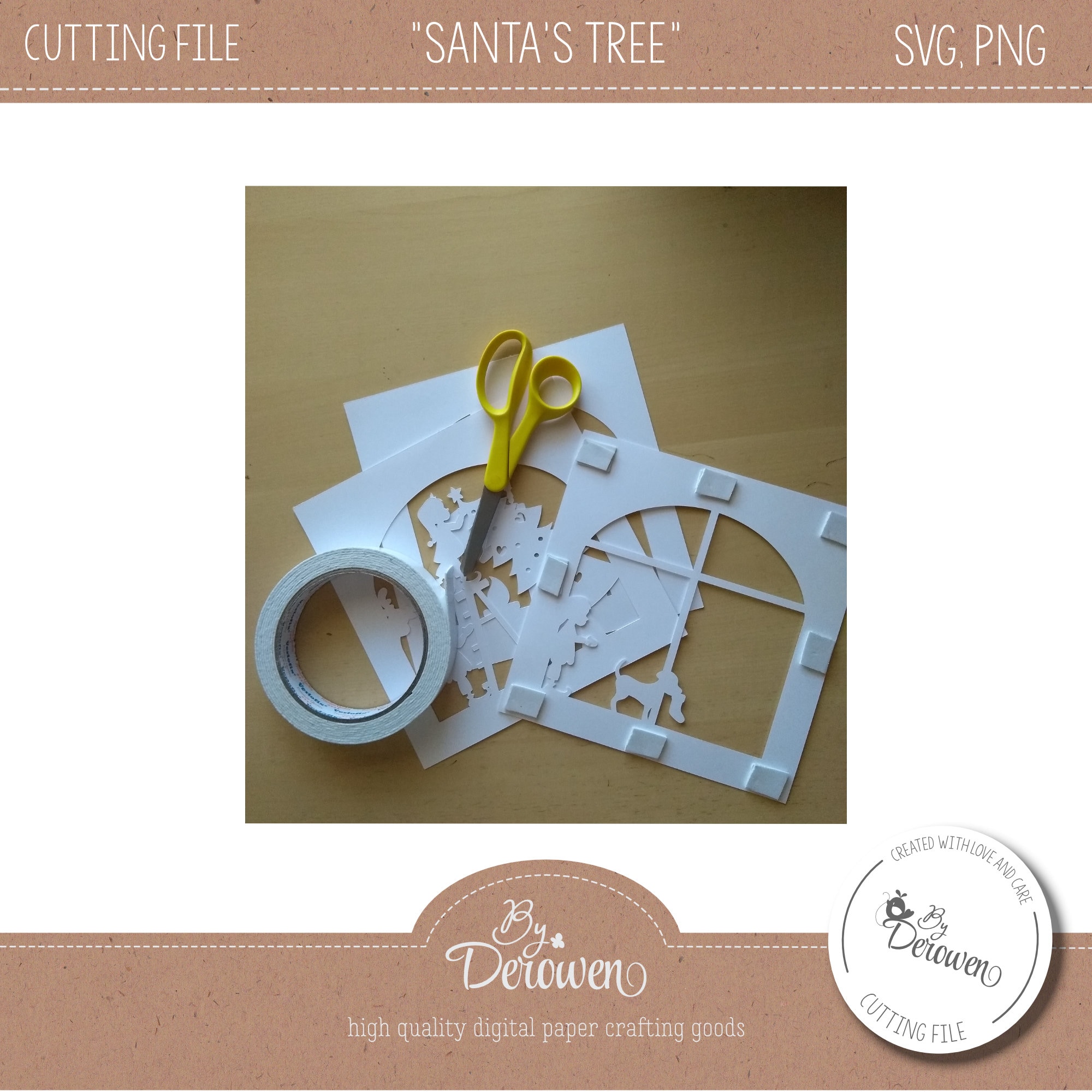 SVG Cut File Template 3D Shadow Box Christmas Santa's - Etsy