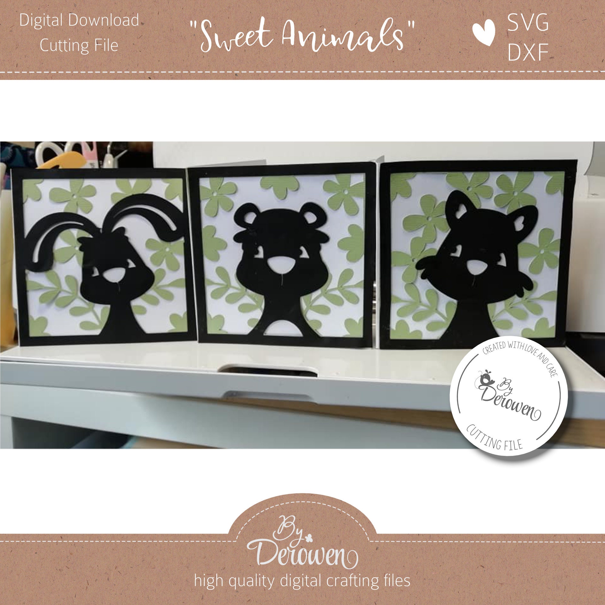 Svg Cut File Bundle 3 Cute Animal Templates in One Bundle - Etsy