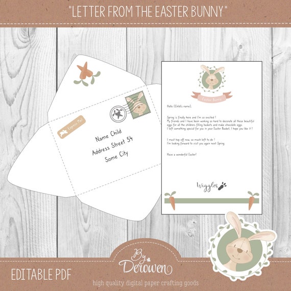 Easter Bunny Letter Editable PDF File Printable. Instant | Etsy