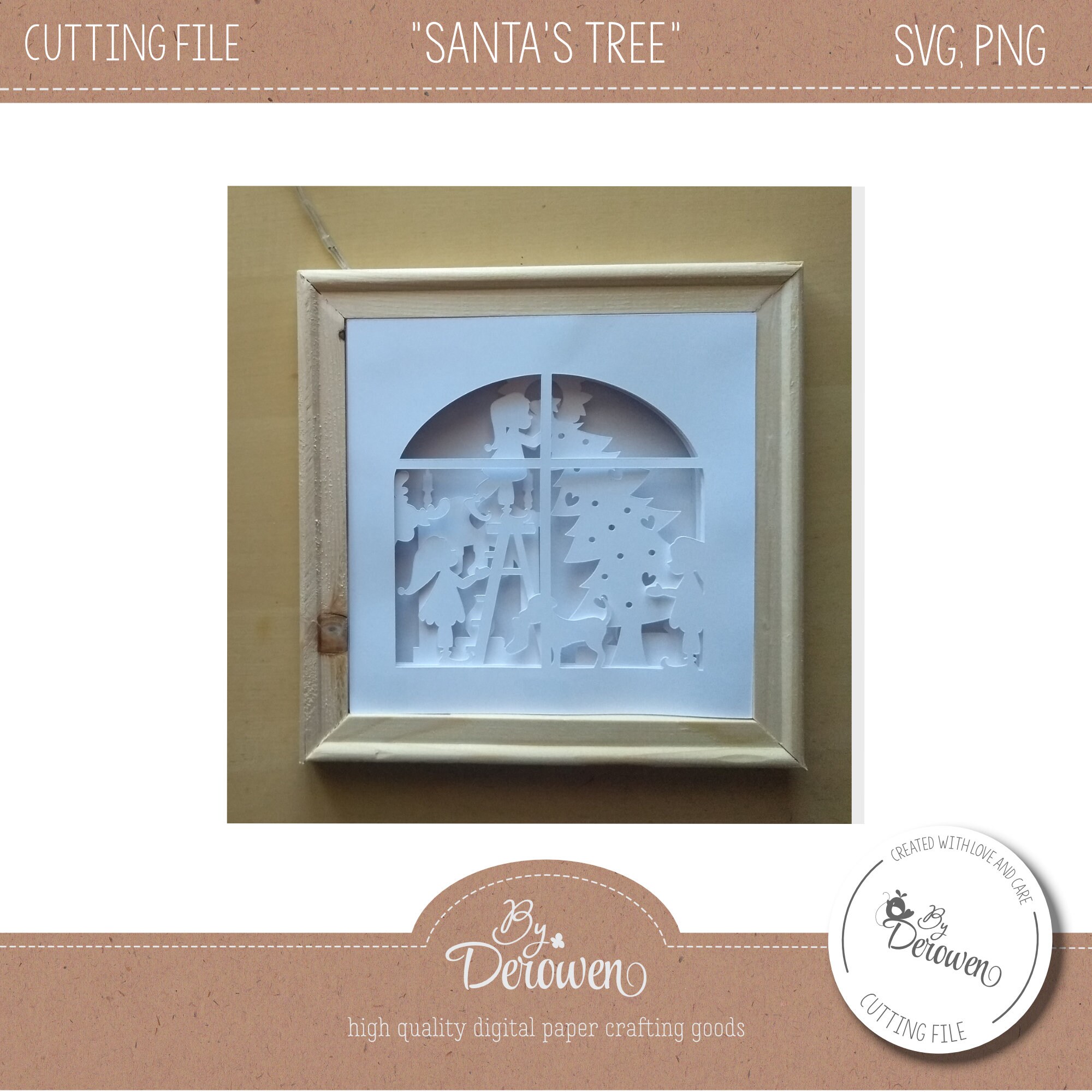 SVG Cut File Template 3D Shadow Box Christmas Santa's - Etsy
