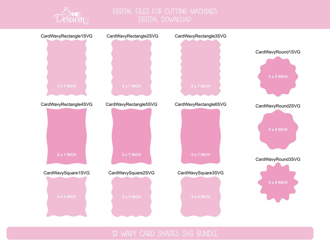 Wavy Card Shapes SVG Bundle – Invitation Templates (digital Download ...
