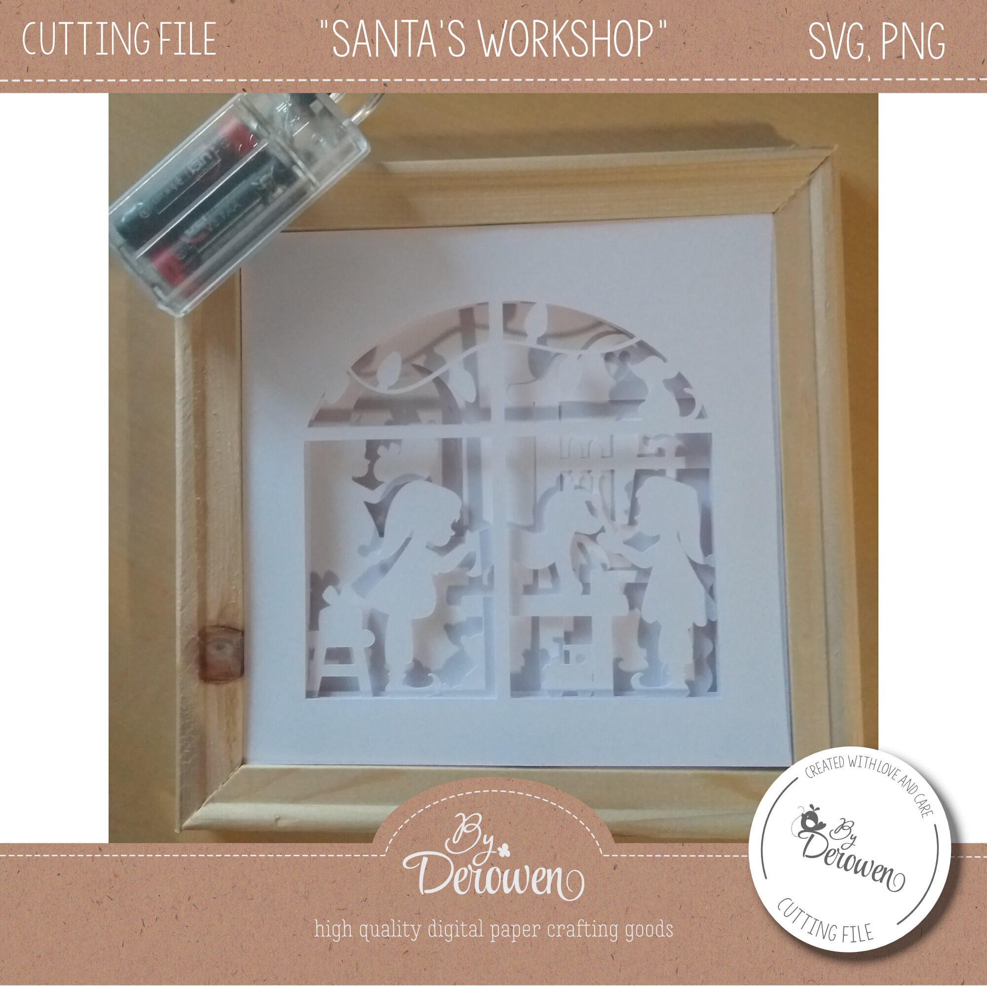 SVG Cut File Template 3D Shadow Box, Christmas - Santa's Workshop - Etsy