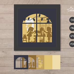 SVG Cut File Template 3D Shadow Box, Christmas - Santa's Workshop - Etsy