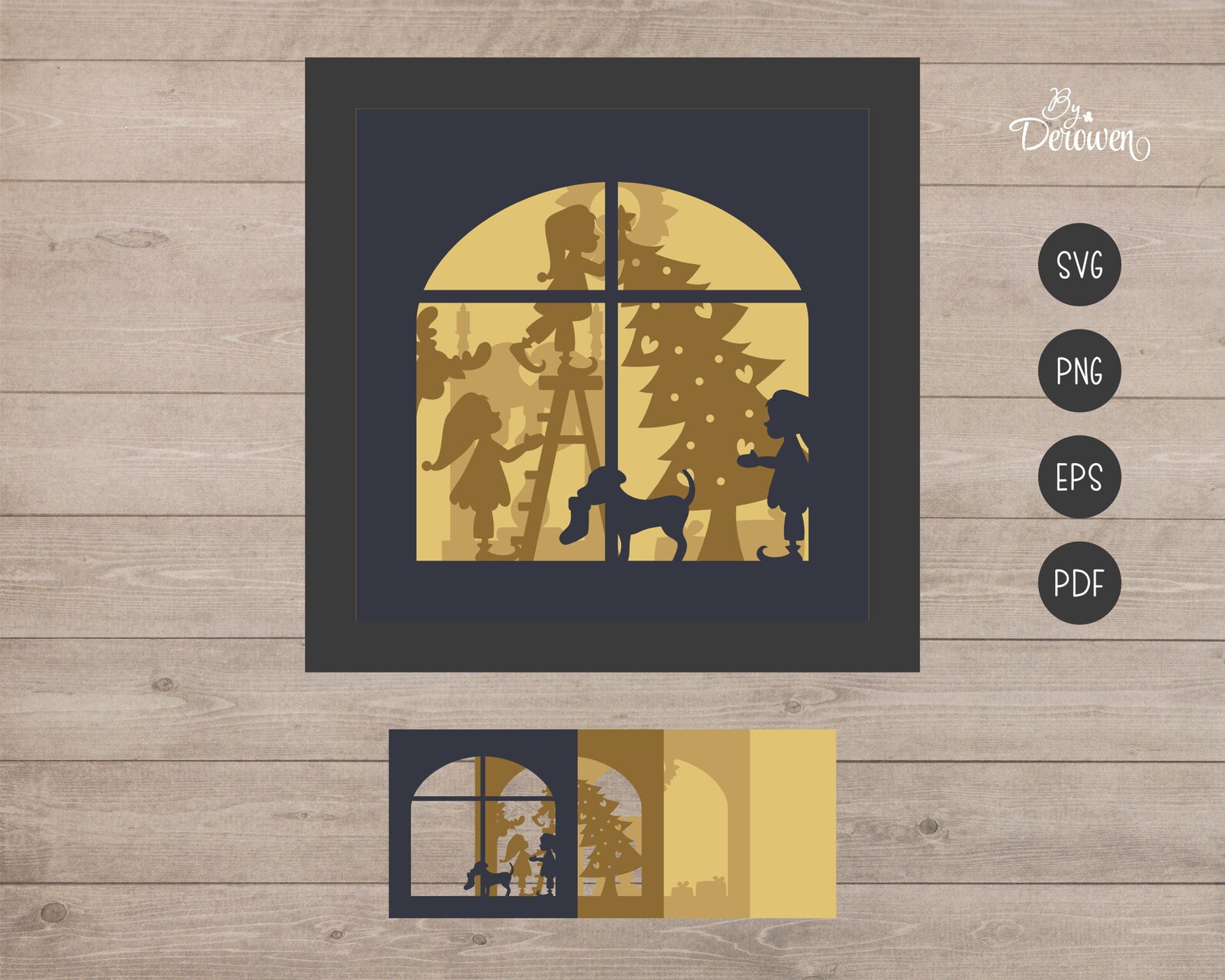 SVG Cut File Template 3D Shadow Box Christmas Santa's - Etsy