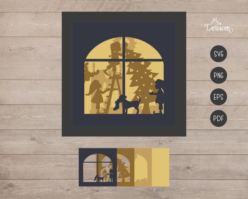 SVG Cut File Template 3D Shadow Box Christmas Santa's - Etsy