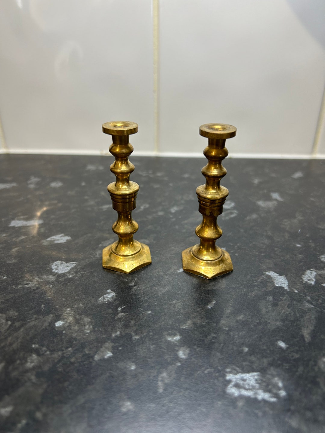 Miniature Brass Candlesticks Pair - Etsy