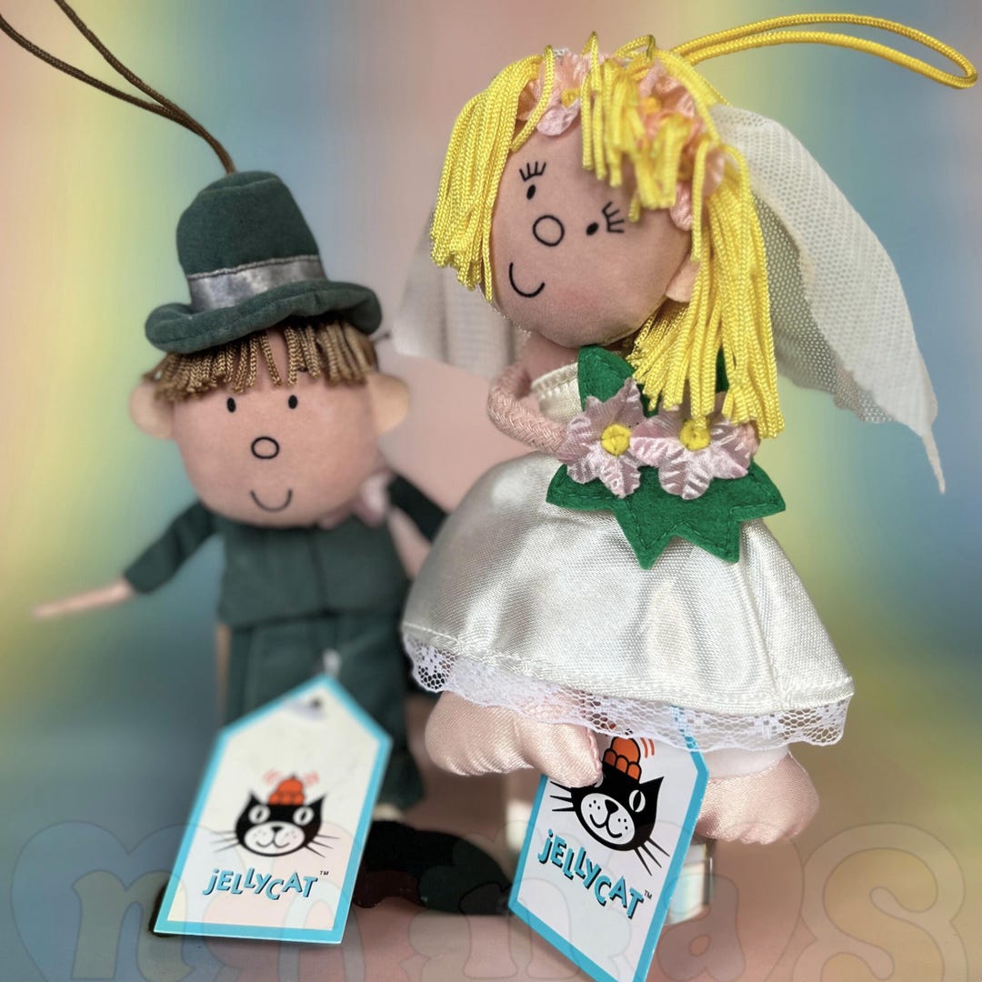 Vintage Dingly Dangly Bride & Groom Set Jellycat: Wedding Hanging Plush ...