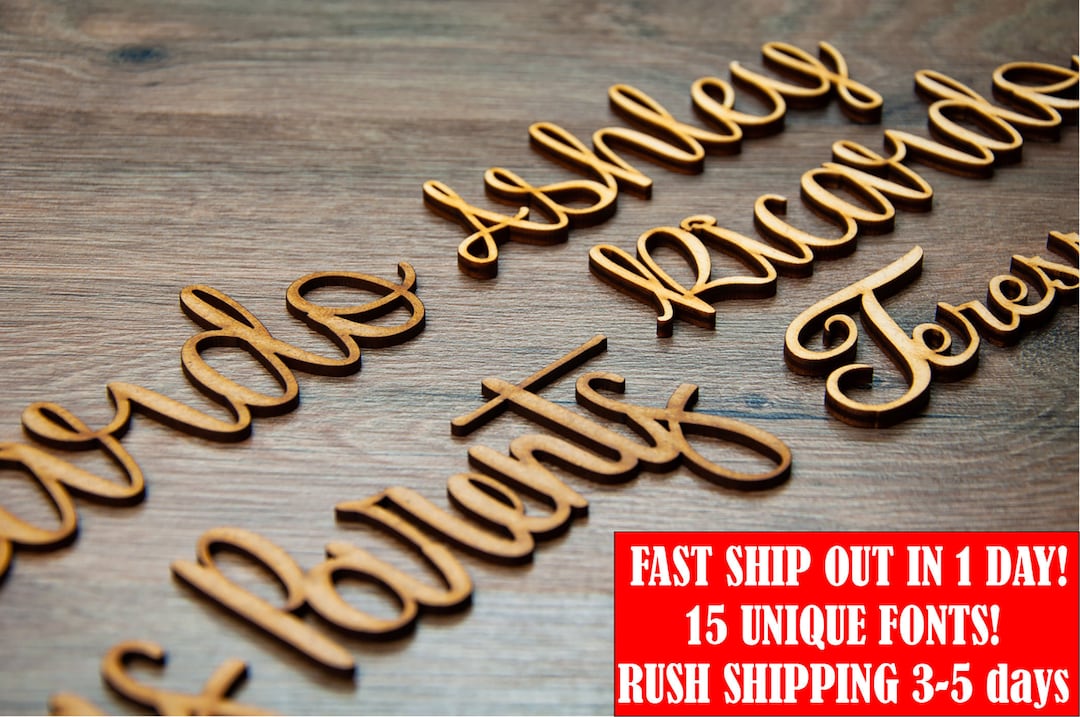 Wooden Laser Cut Names Wedding Place Cards Name Place Settings Wooden ...