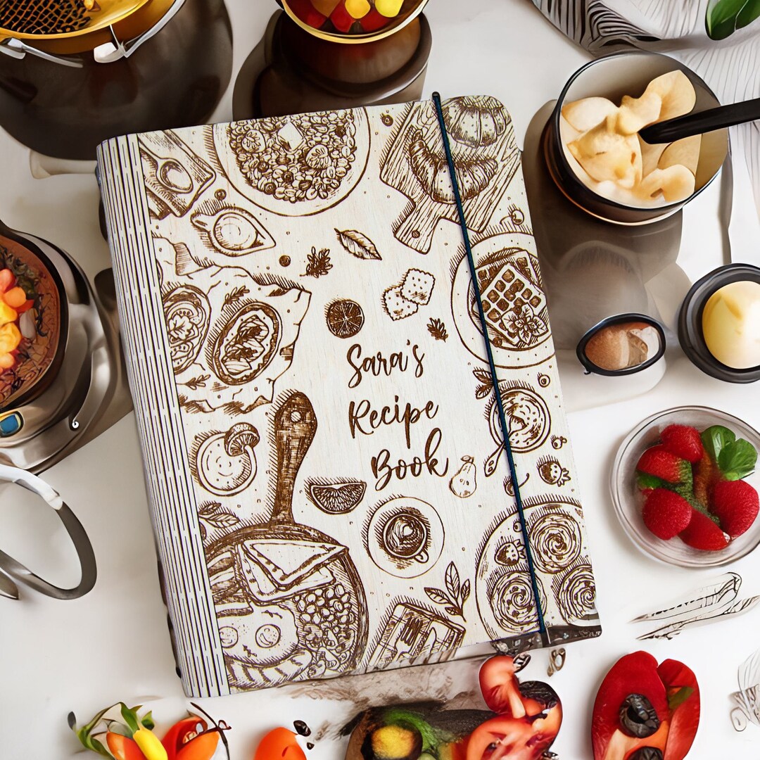 Personalized Wood Recipe Book Binder: Engraved Family Cookbook - Etsy