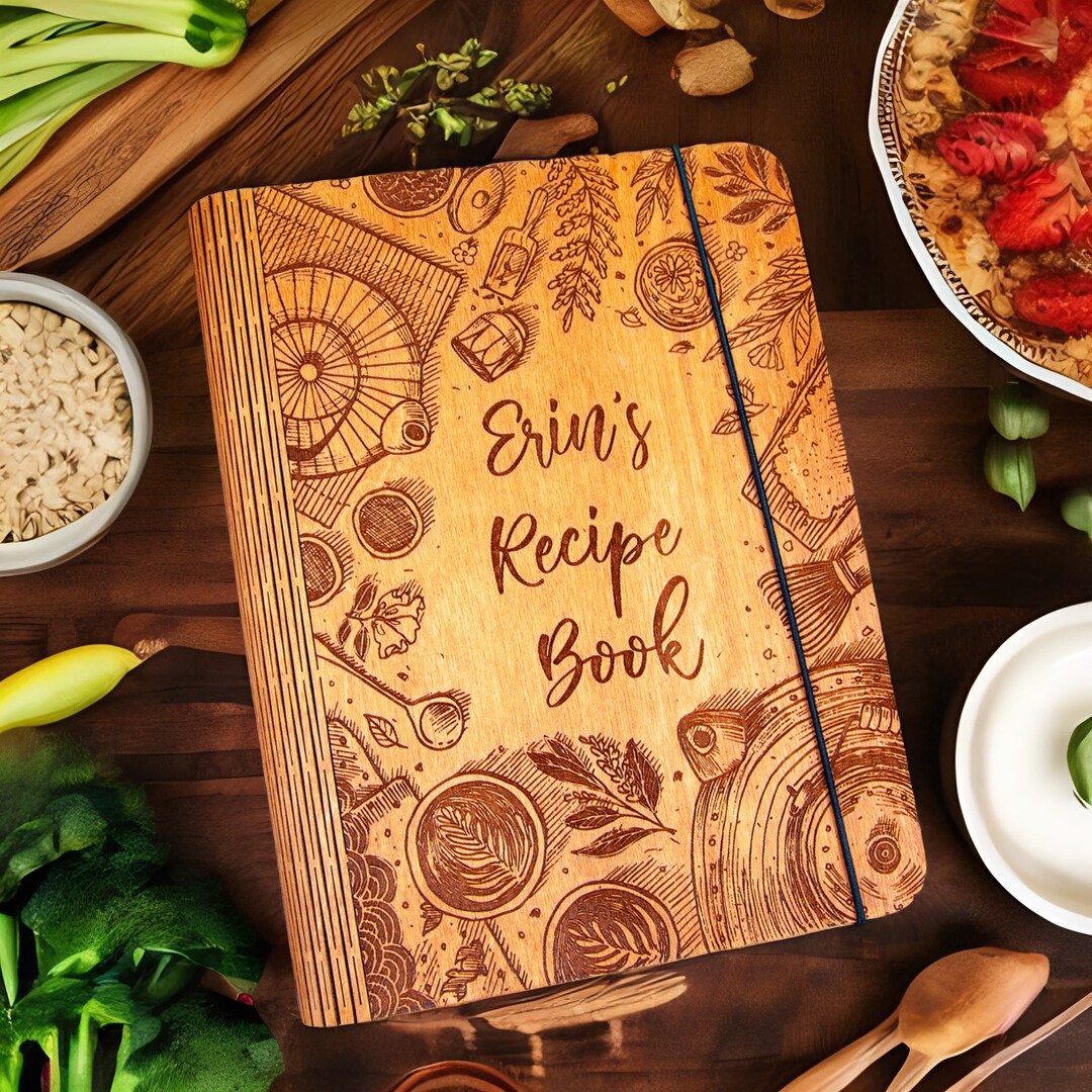 Personalized Wood Recipe Book, Custom Engraved Family Cookbook - Etsy ...