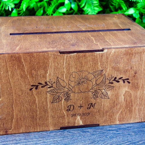 Personalized Wedding Card Box With Slot Wooden Card Box - Etsy