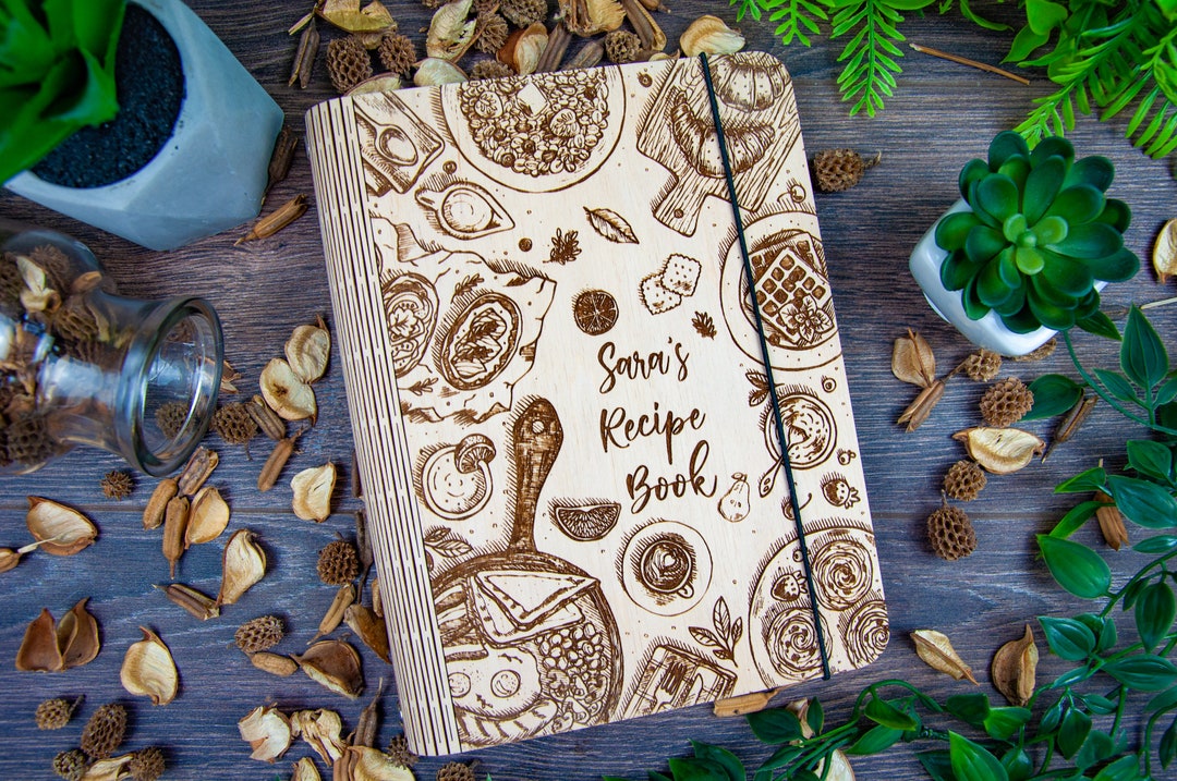 Personalized Wooden Recipe Book: Engraved Family Cookbook - Etsy