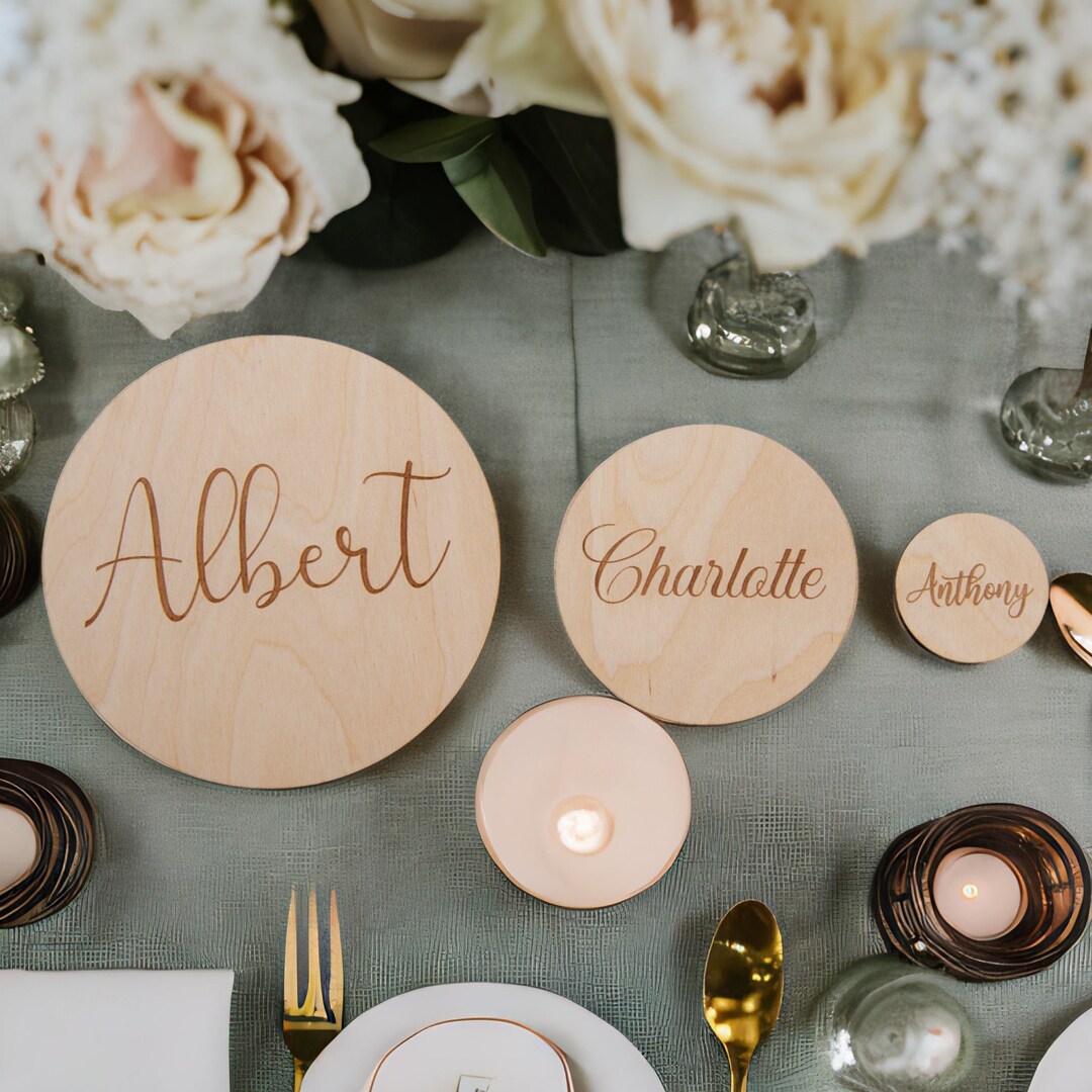 Personalised Circle Acrylic | Wedding Party Place Names | Name Setting ...