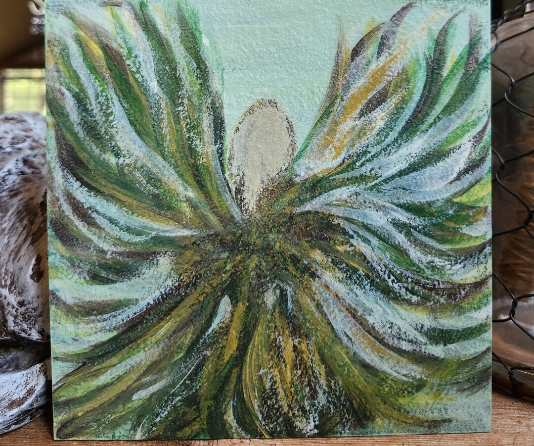 Handpainted Angelic Keepsake on 6x6in Terracotta Tile. This Guardian ...
