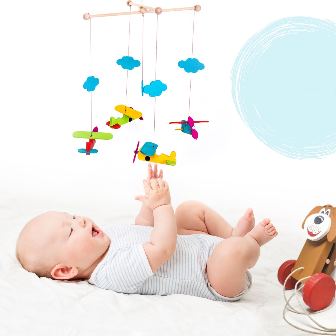 INGODI Wooden Baby Crib Cradle Mobile Play Gym Toy Activity Set ...