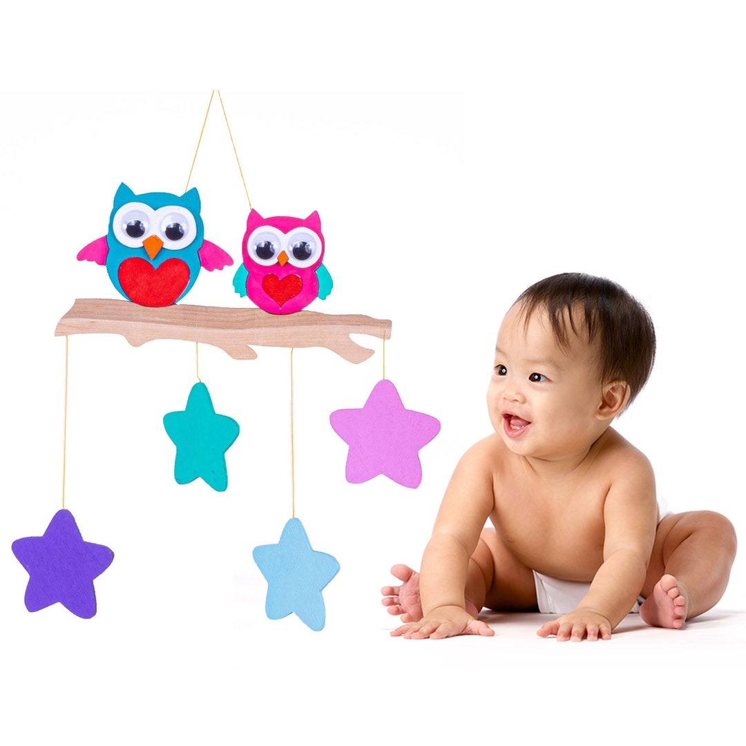 Wooden Baby Crib Cradle Mobile Play Gym Toy Activity Set, Sweet Owls ...
