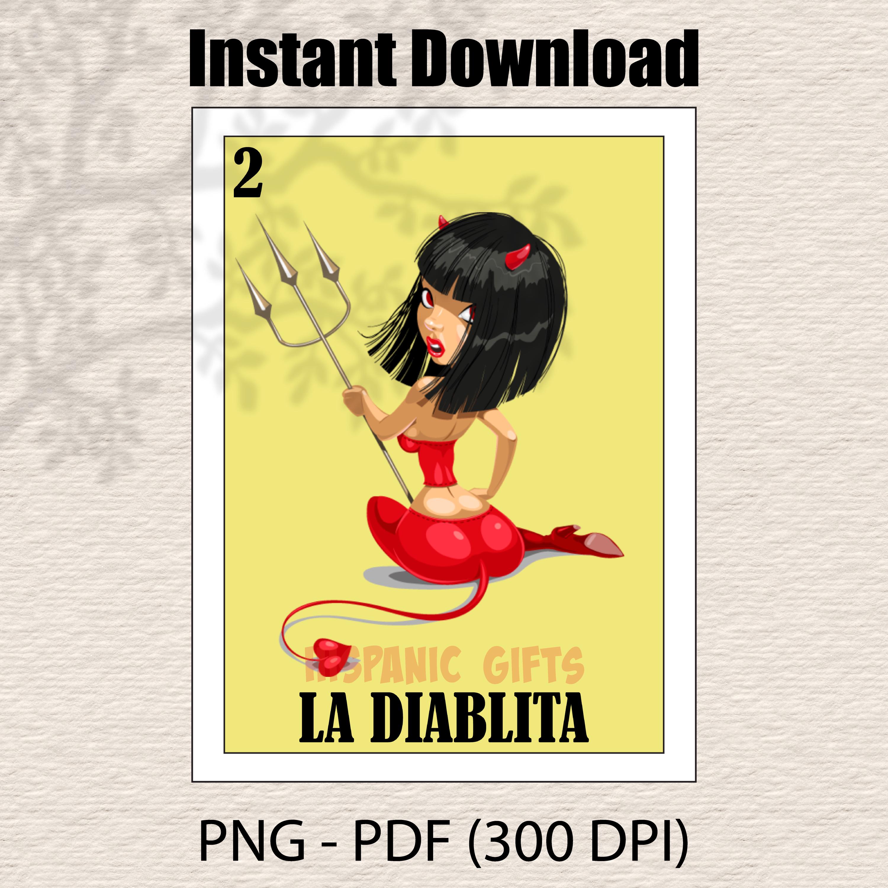 La Diablita Loteria PNG PDF (short Hair Version) - Loteria Mexicana ...