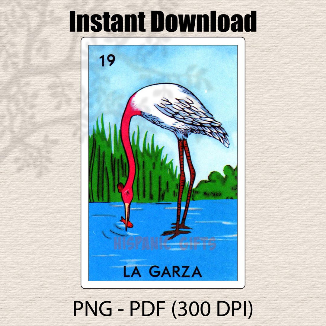 La Garza Loteria PNG PDF - Loteria Mexicana Digital Prints - Digital ...