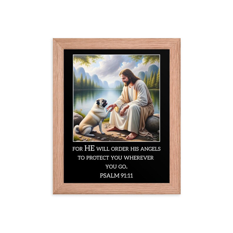 Psalm 99 11 Jesus and a Pug Framed Poster - Etsy