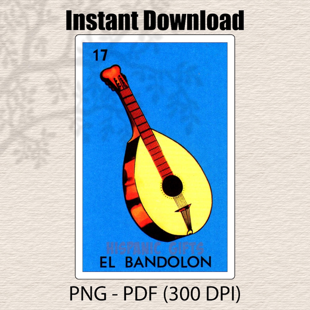 El Bandolon Loteria PNG PDF - Loteria Mexicana Digital Prints - Digital ...