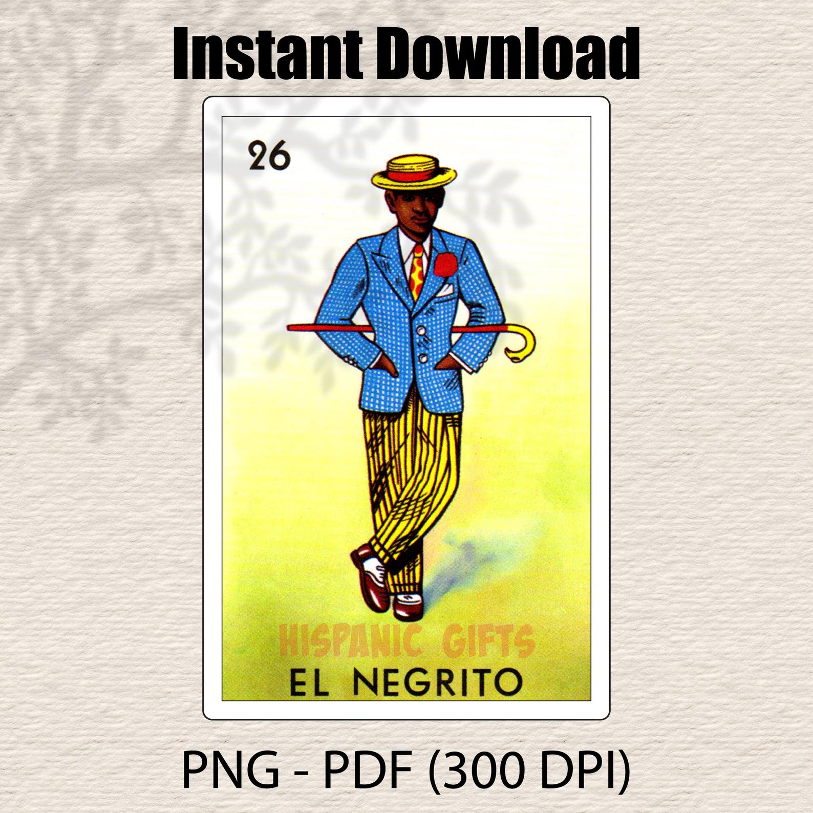 El Negrito Loteria PNG PDF - Loteria Mexicana Digital Prints - Digital ...