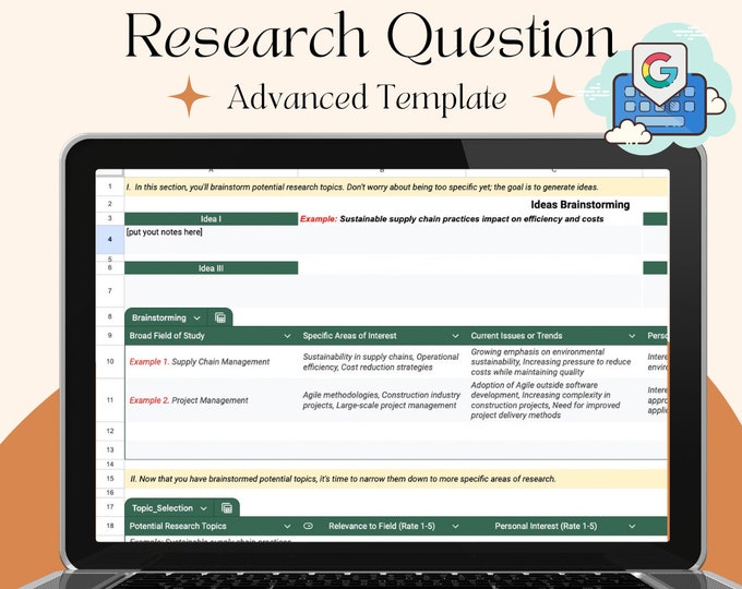 Thesis Planner - Excel/google Sheets Template - Digital Download - Etsy ...