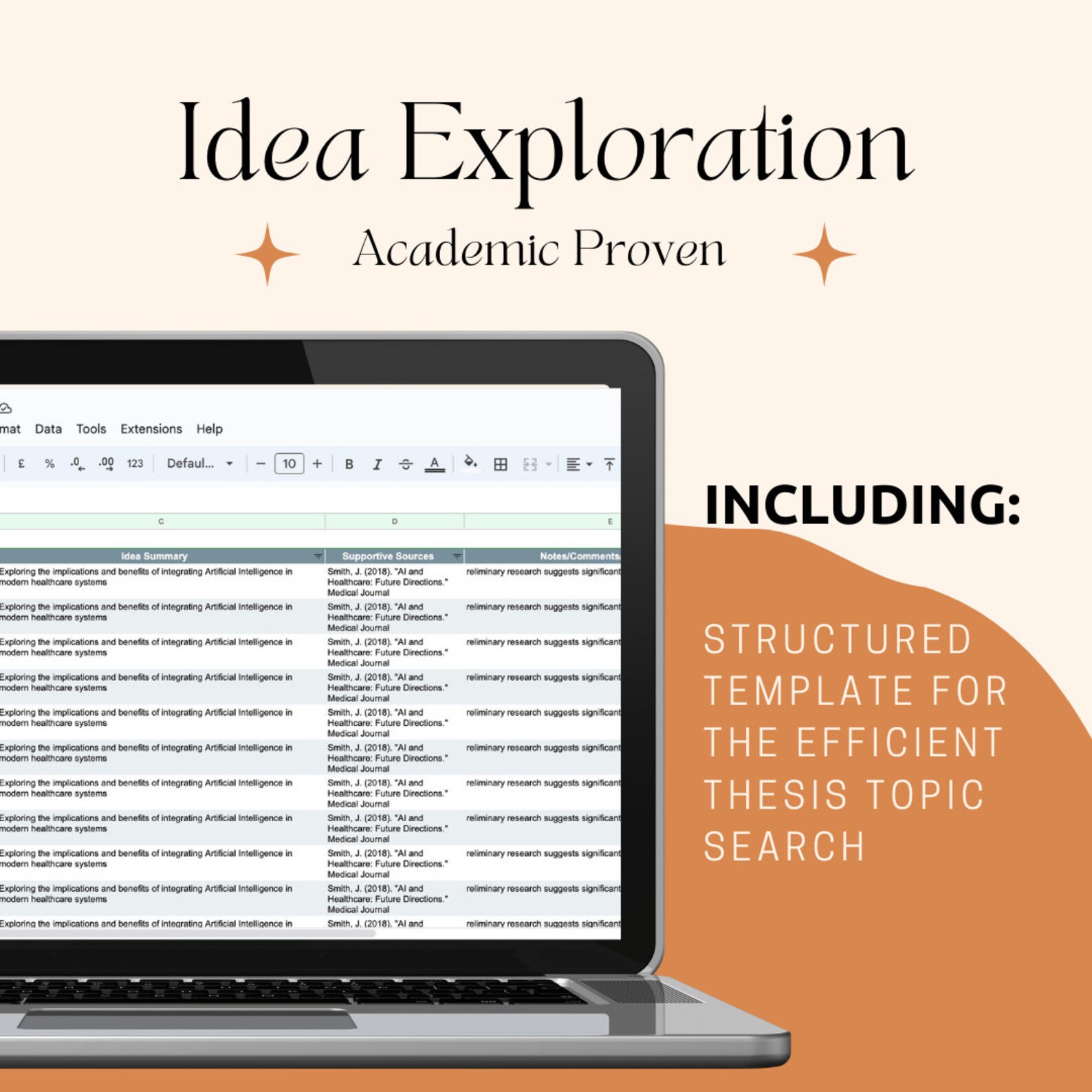 Thesis Planner - Excel/google Sheets Template - Digital Download - Etsy