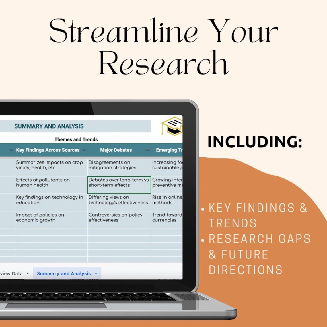 Literature Review Excel/google Sheets Advanced Academic Template - Etsy