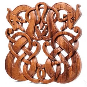 Hand Carved Wooden Celtic Beasts Wall Hanging - Etsy