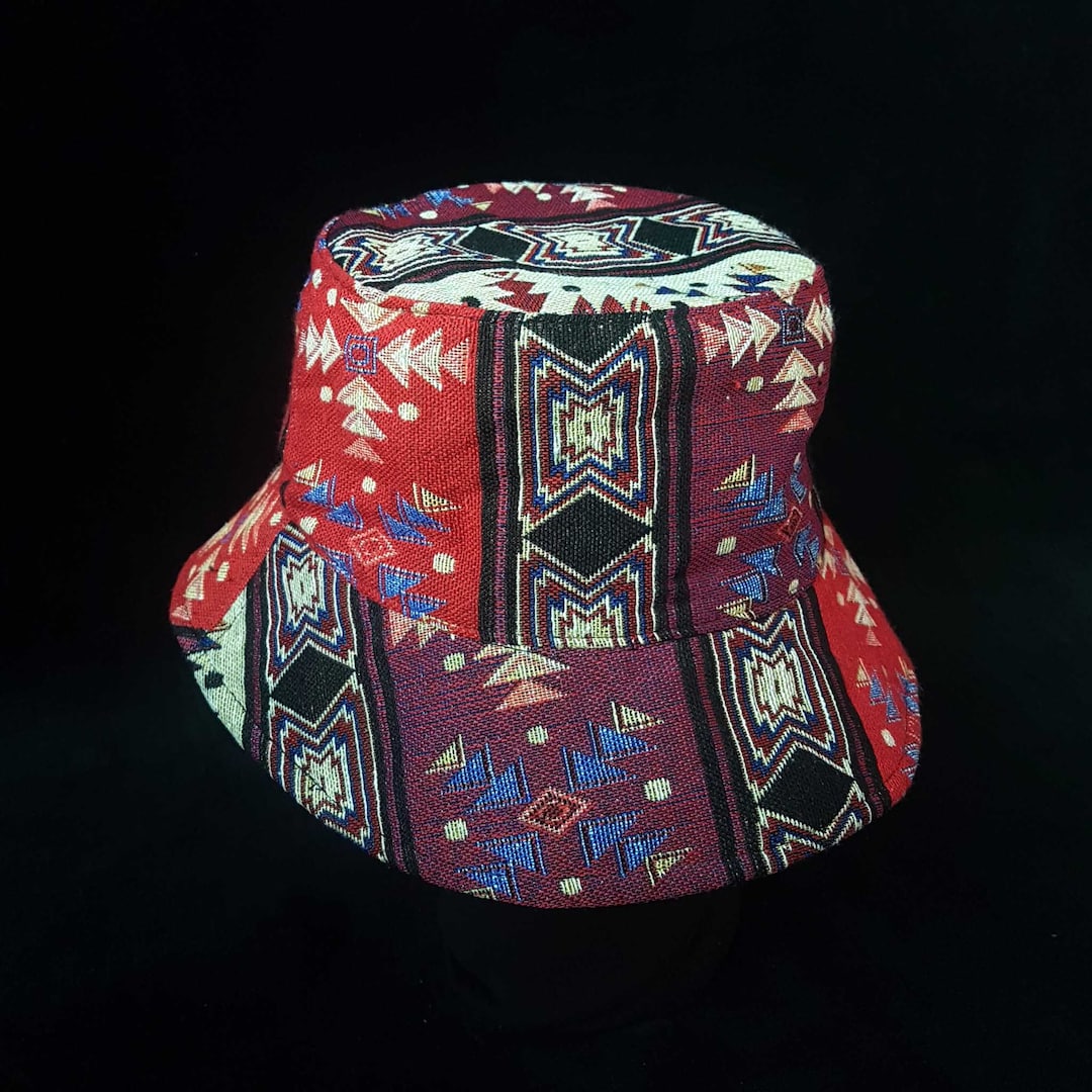 Red Black Hmong Hill Tribe Festival Bucket Hat | SHRINE HATS - Etsy