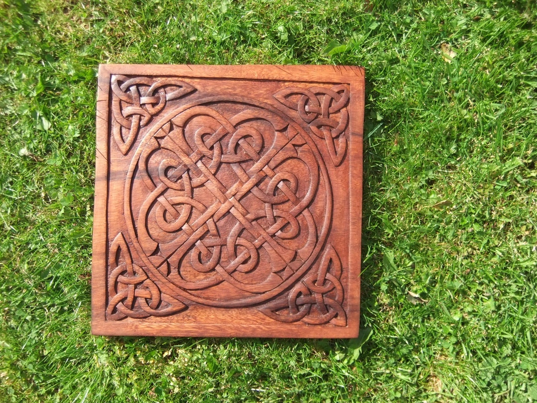 Hand Carved Wooden Celtic Plaque - Etsy