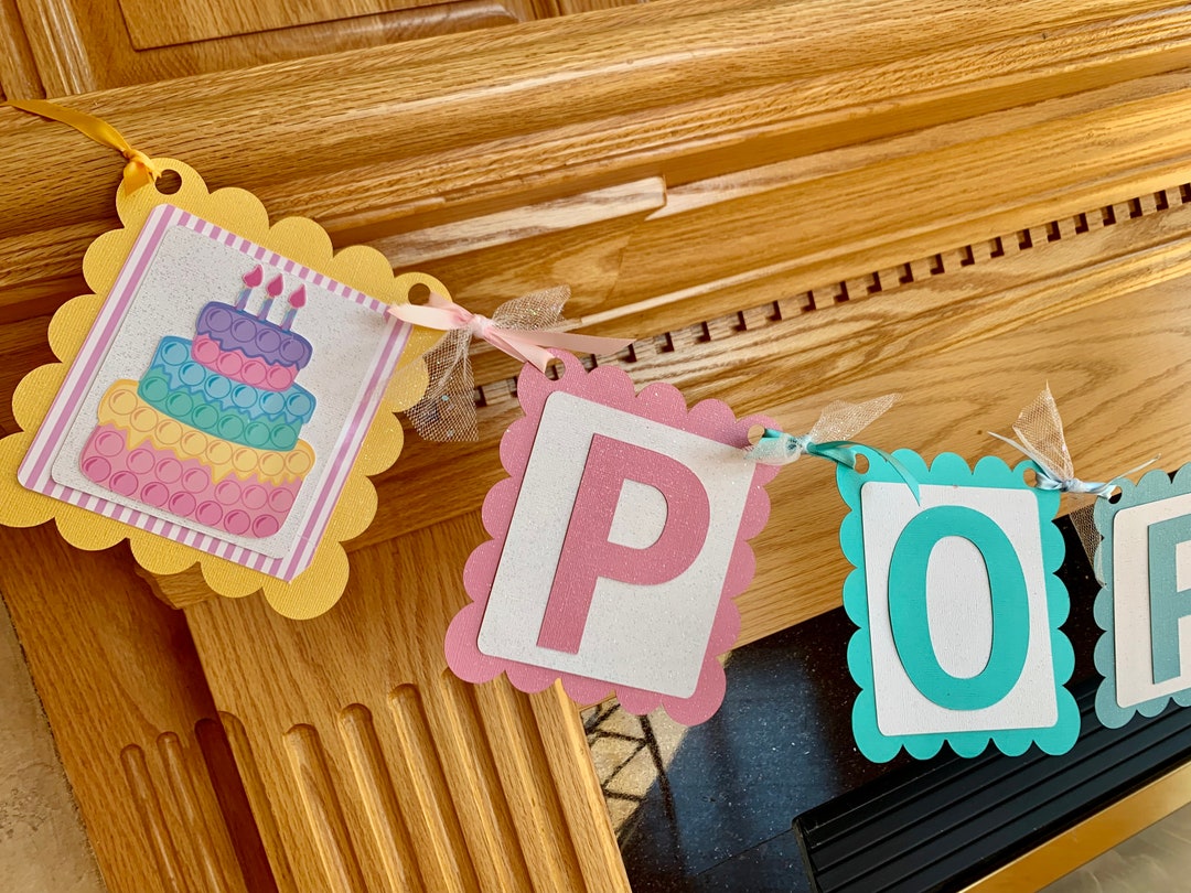Pop It Birthday Party Banner, Pop It Theme Banner, Pop It Birthday ...