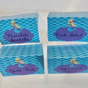 Mermaid Food Labels, Food Buffet Labels, Candy Buffet Labels, Food Card ...
