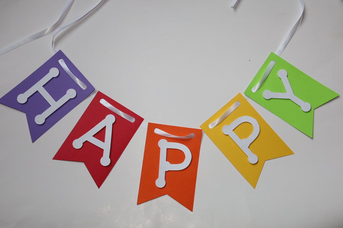Rainbow Birthday Banner Happy Birthday Banner Custom Colors - Etsy