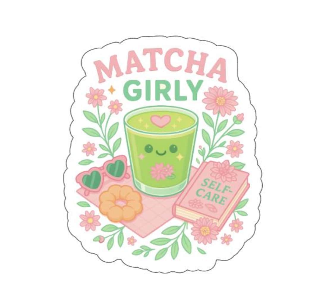 Matcha Girly Sticker, Kawaii Matcha, Pastel Aesthetic Tea Lover Gift ...