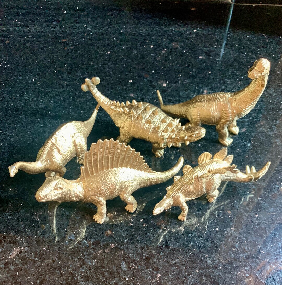Gold Dinosaurs, Dinosaur Cake Topper, Dinosaur Birthday, Gala, Gold ...