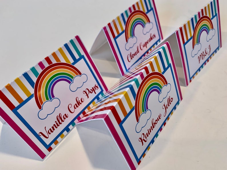 Rainbow Birthday Food Labels Rainbow Buffet Labels Rainbow - Etsy