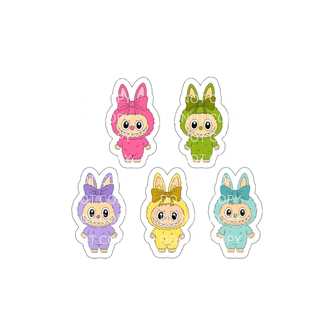Labubu Stickers, Bunny Hoodie Set, Kawaii Decals, Pastel Labubu Sticker ...