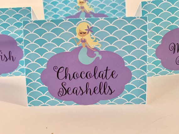 Mermaid Food Labels Food Buffet Labels Candy Buffet Labels | Etsy