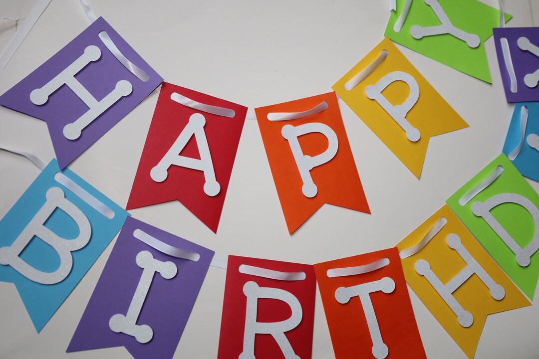 Rainbow Birthday Banner, Happy Birthday Banner, Custom Colors Banner - Etsy