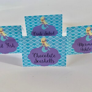 Mermaid Food Labels, Food Buffet Labels, Candy Buffet Labels, Food Card ...