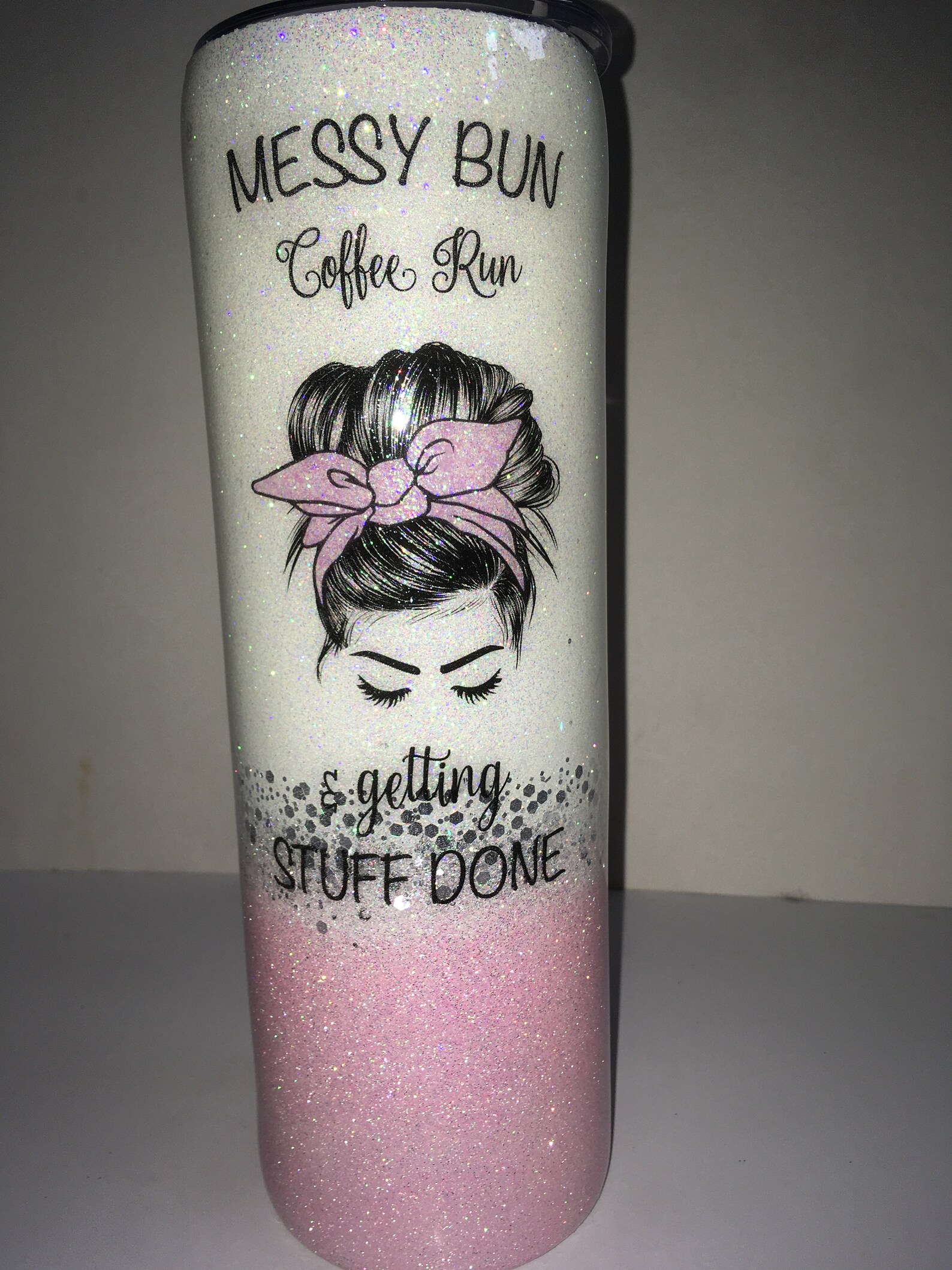Messy Bun Coffee Run Getting Stuff Done Glitter Tumbler Messy - Etsy