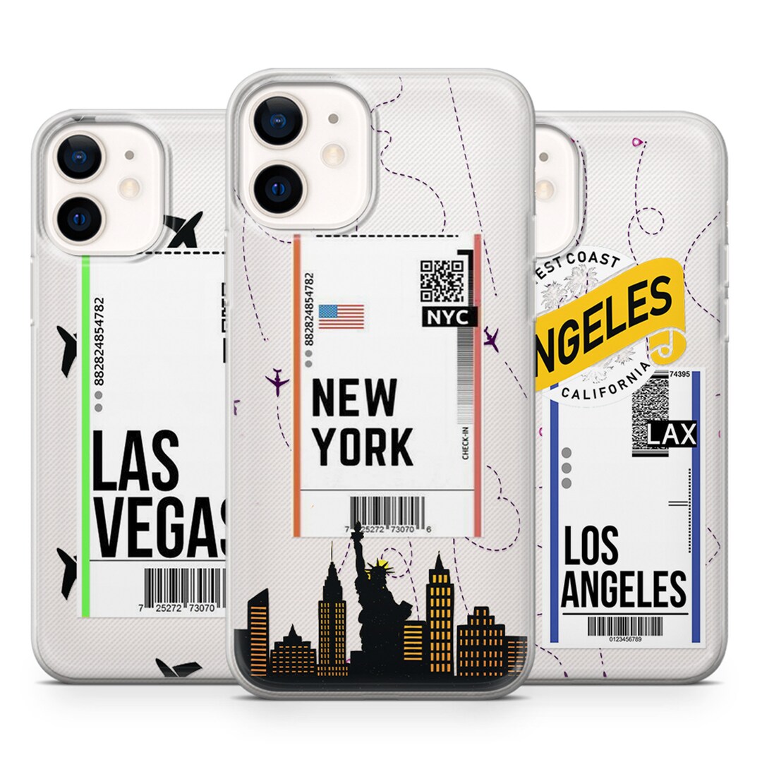 Plane Ticket Phone Case: NY, Las Vegas, LA Clear Cover iPhone 17 ...