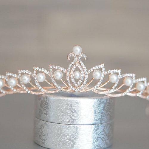 Wedding Fresh Water Pearls Tiara Crystals Princess Prom - Etsy