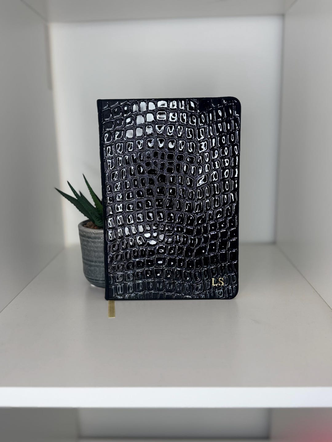 Black Croc Style Pu Leather Hardback A5 Notebook | Personalised With ...