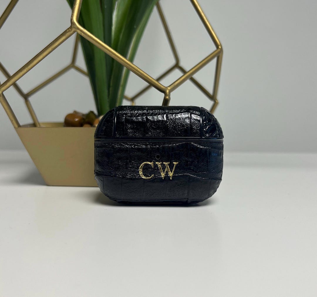 Black Croc Airpods Pro Case Pu Leather | Personalised With Any Name or ...