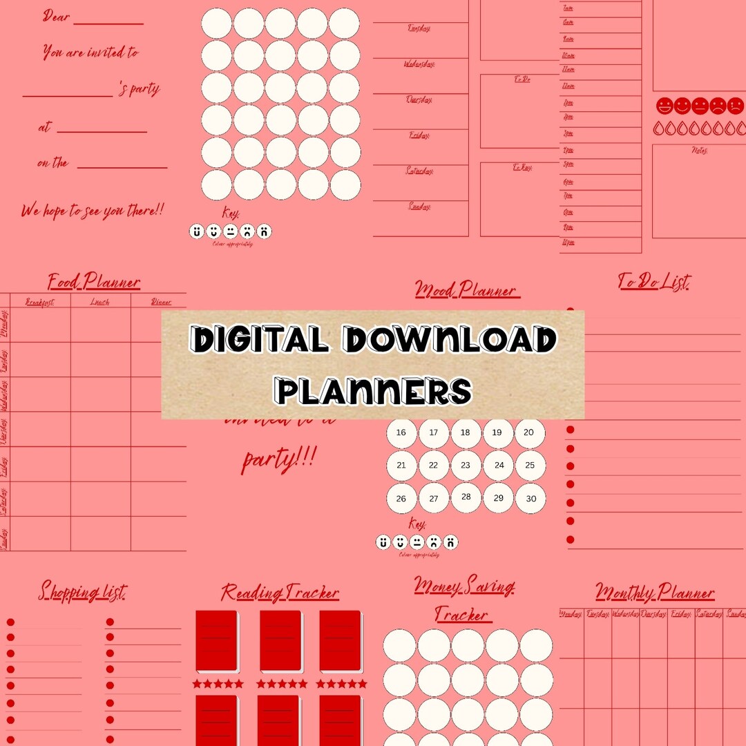 PDF Red Planner Pack - Etsy