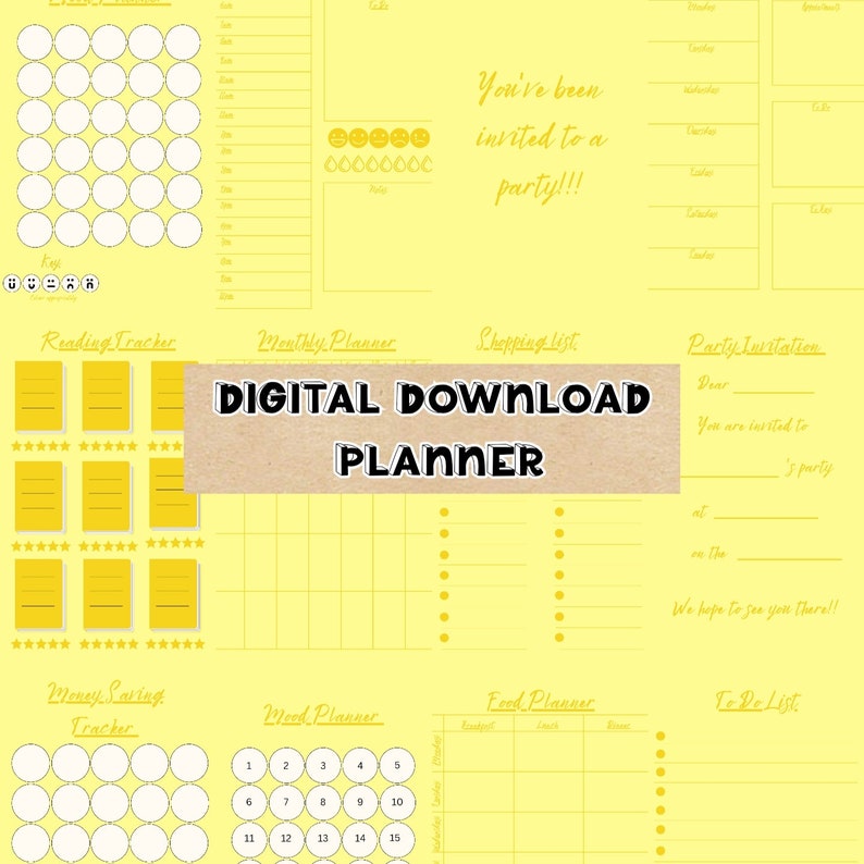 PDF Yellow Planner Pack - Etsy